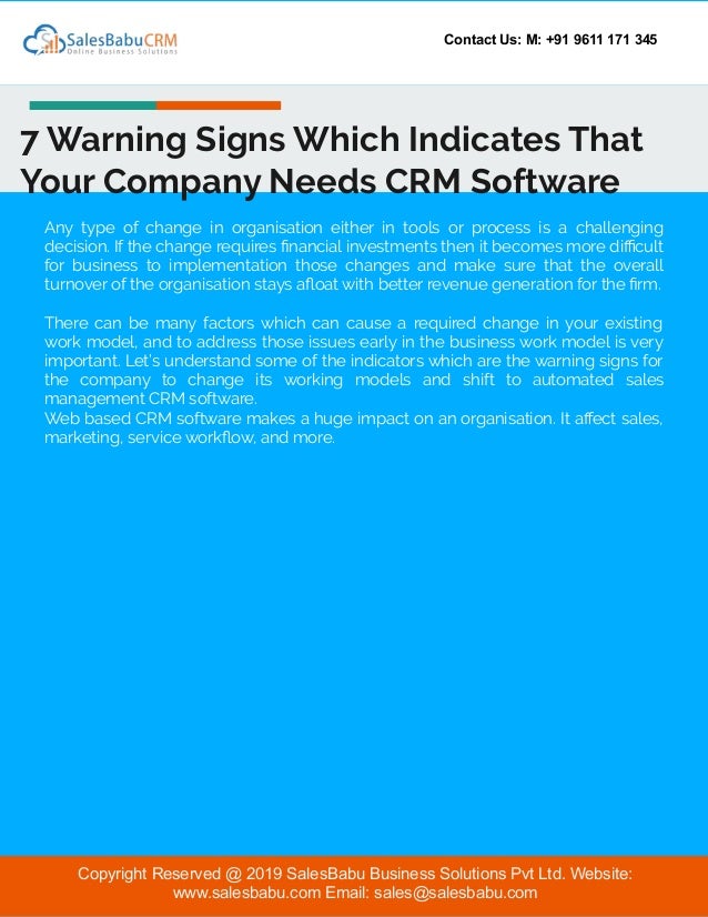 7 warning signs which indicates that your company needs crm software