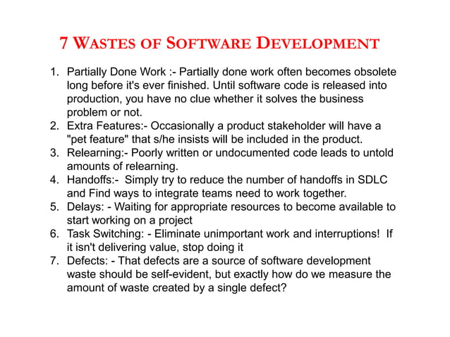 7 wastes of software development | PPT
