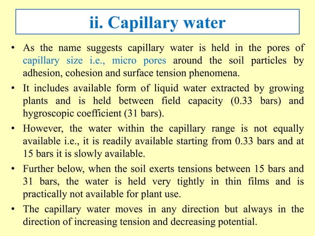 7 Water movements in soil.pptxbxbbd dbdbdbndjjd | PPTX | Chemistry ...
