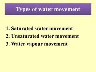 7 Water movements in soil.pptxbxbbd dbdbdbndjjd | PPTX