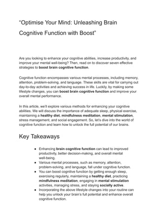 7 Ways to Boost Brain Cognitive Function_ Tips for Enhancing Mental ...