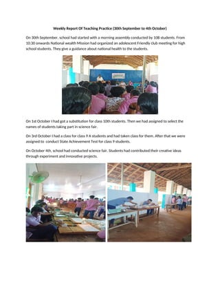 TEACHING PRACTICE PHASE 1 WEEKLY REPORT 7 | DOCX