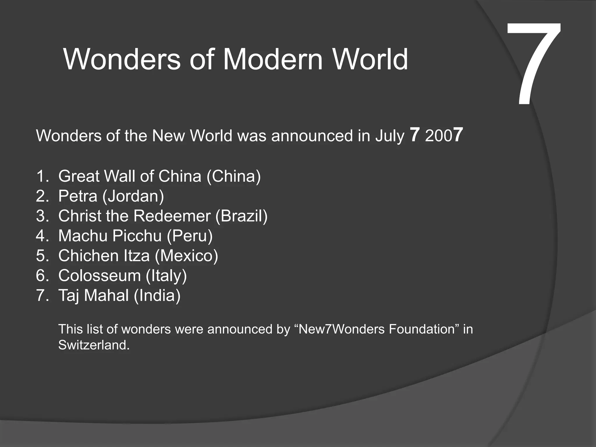 7 wonders of the world | PPSX
