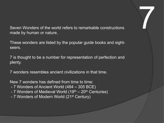 7 wonders of the world | PPSX