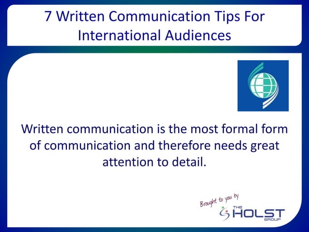 7 Written Communication Tips for International Audiences | PPTX ...