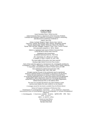 Fundamentals of Crystallography Giacovazzo 2000 | PDF