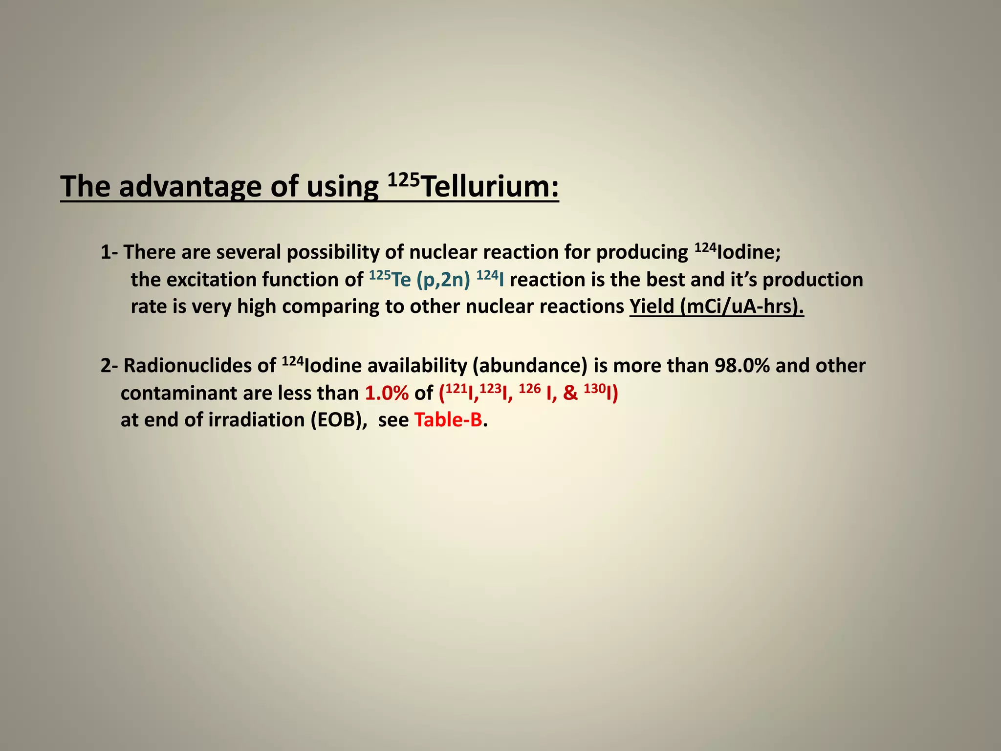 PET - 124Iodine Production & 125Tellurium Target | PDF