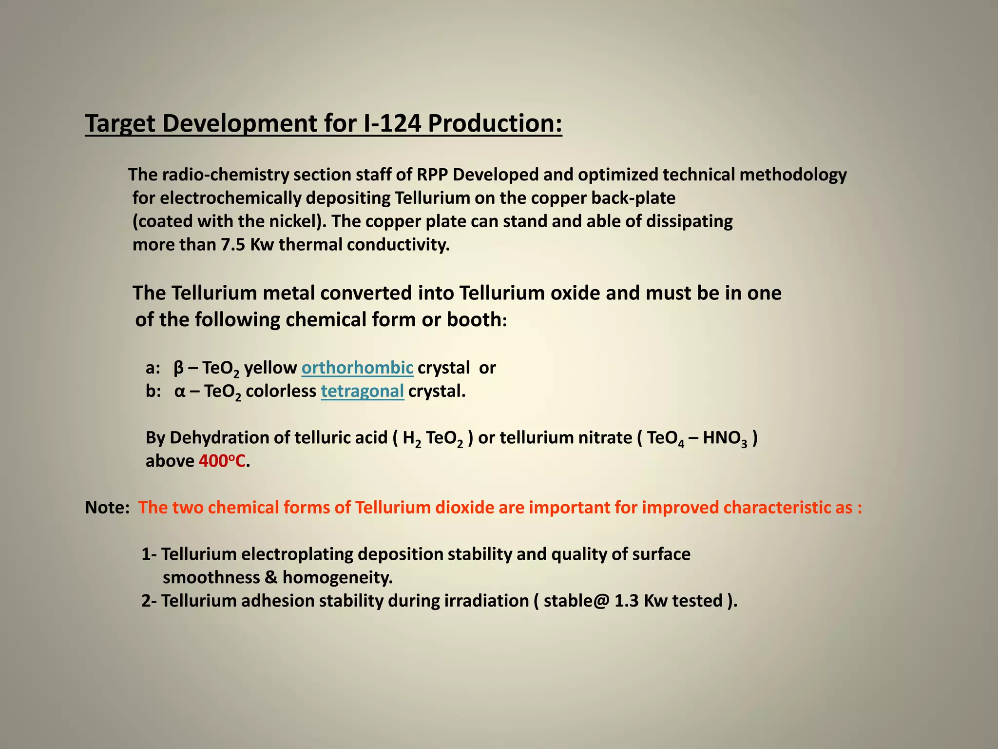 PET - 124Iodine Production & 125Tellurium Target | PDF