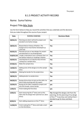 8.1.5 project record sheet | DOCX
