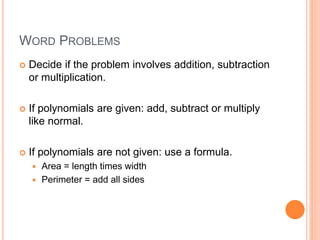 Multiplying Polynomials Word Problems