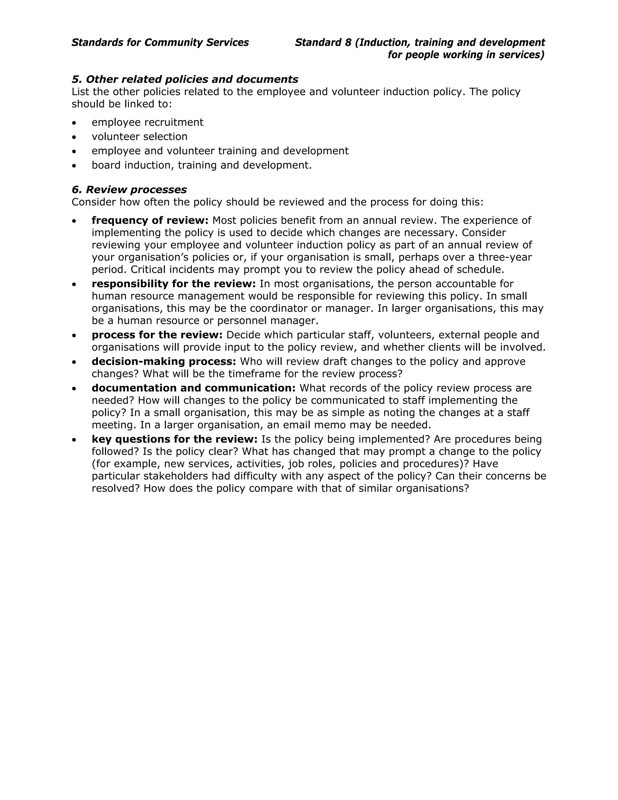 8.1 employee-and-volunteer-induction-policy-guideline | PDF