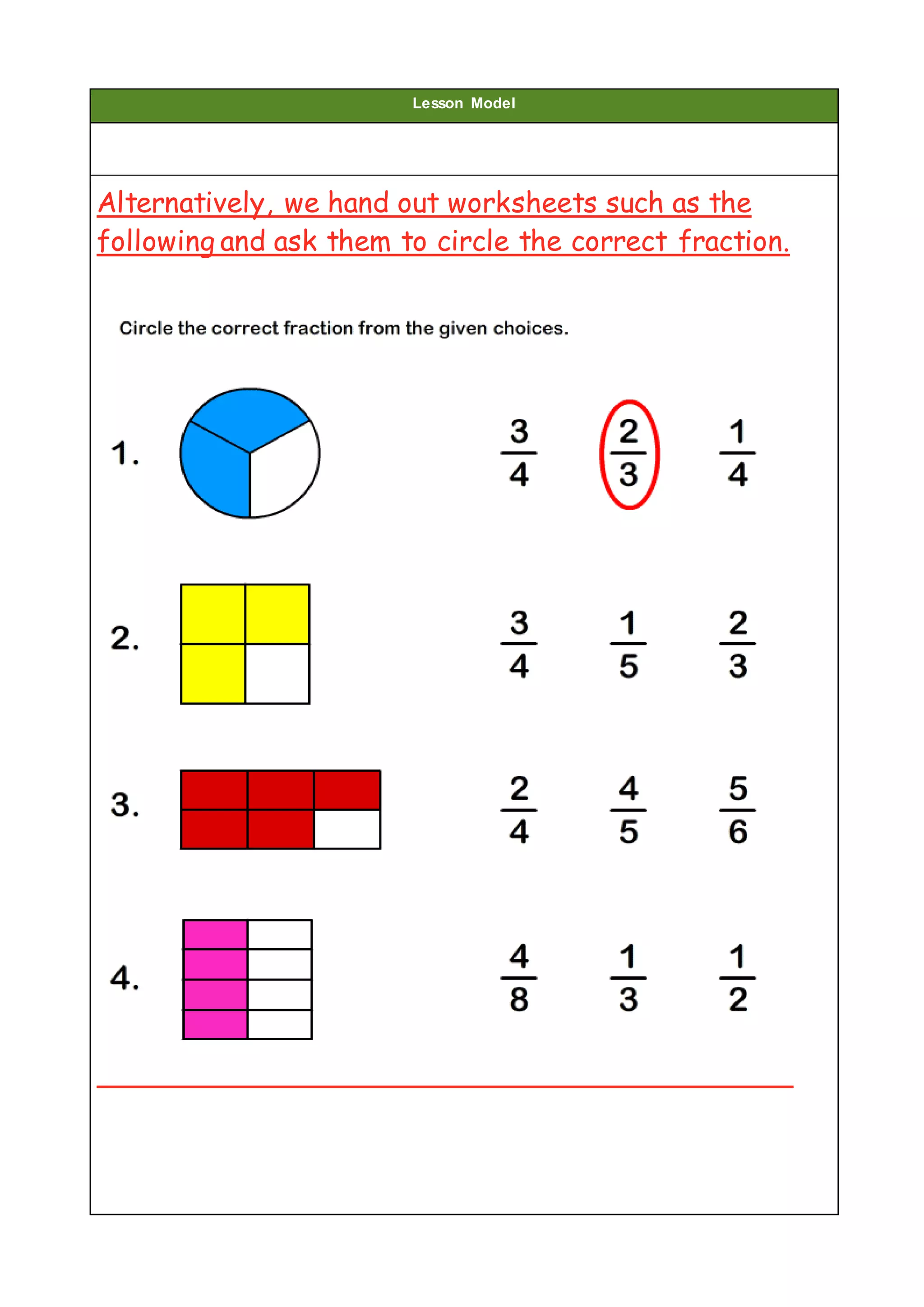 introduction to fractions | DOCX | Primary Education | Education