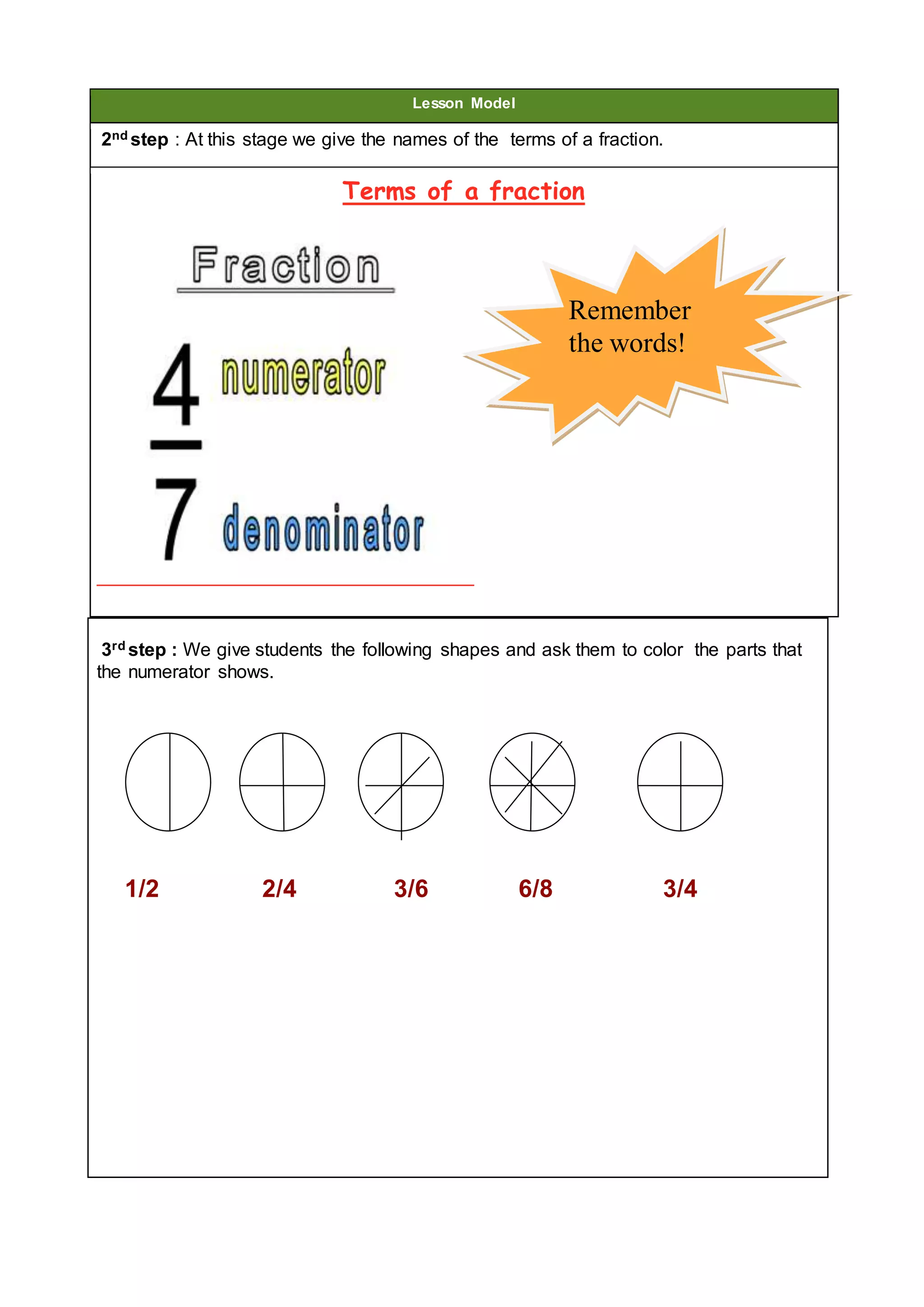 introduction to fractions | DOCX | Primary Education | Education