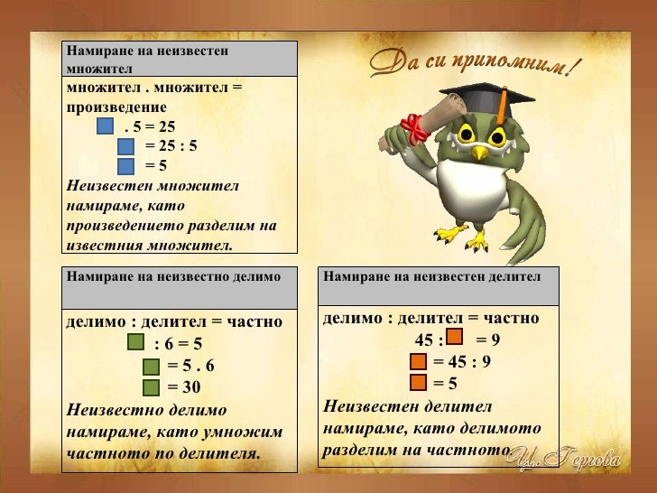 8 намиране на неизвестен множител делимо делител