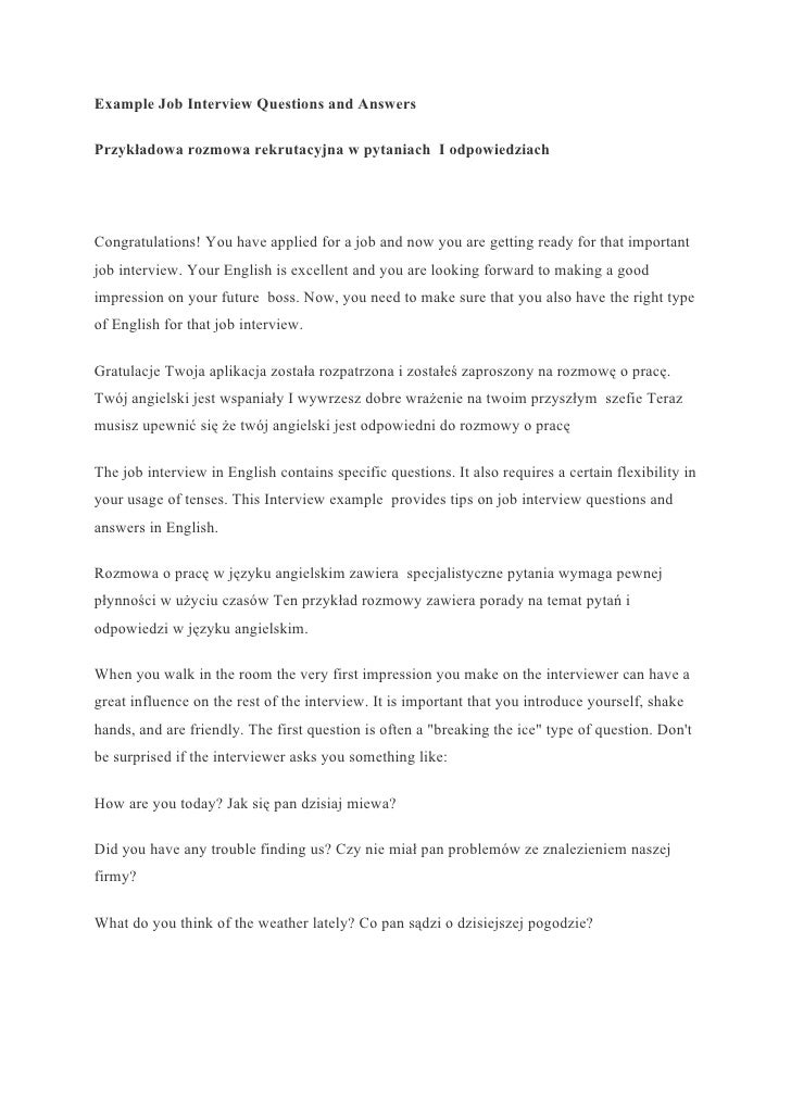 Biblioteka HRM Przykładowa rozmowa rekrutacyjna w języku angielskim ...