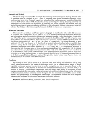 Investigating Weed Species Flora and Community Structure in Iranian ...