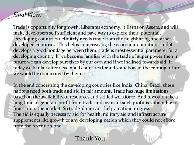 8.developing countries need trade ,not aid yashraj bodane | PPTX