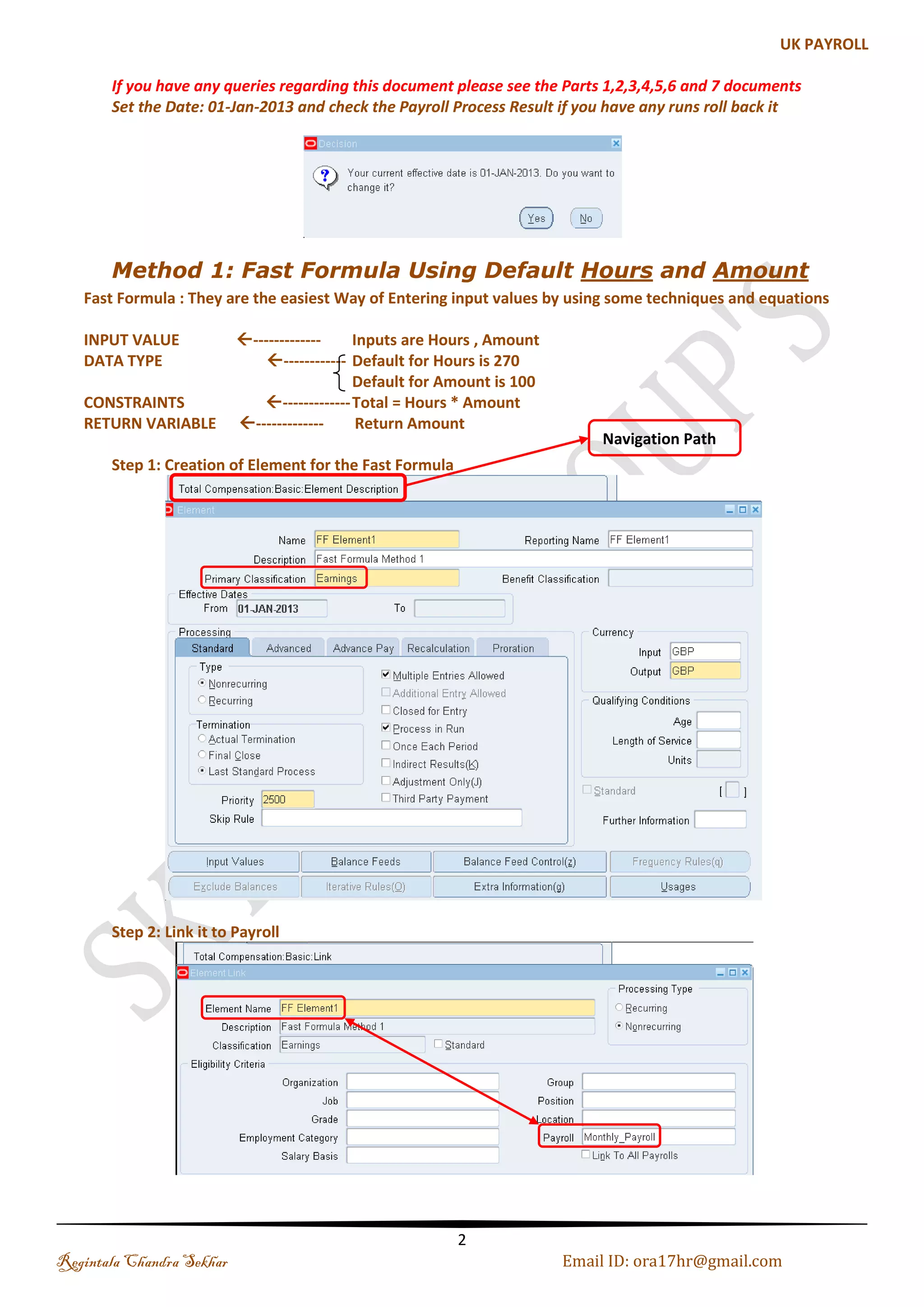 8.1 fast formula_method_1_using_default_hours_and_amount | PDF | Computing | Technology & Computing