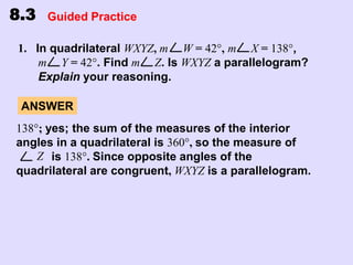 8.3 show that a quadrilateral is a parallelogram | PPTX