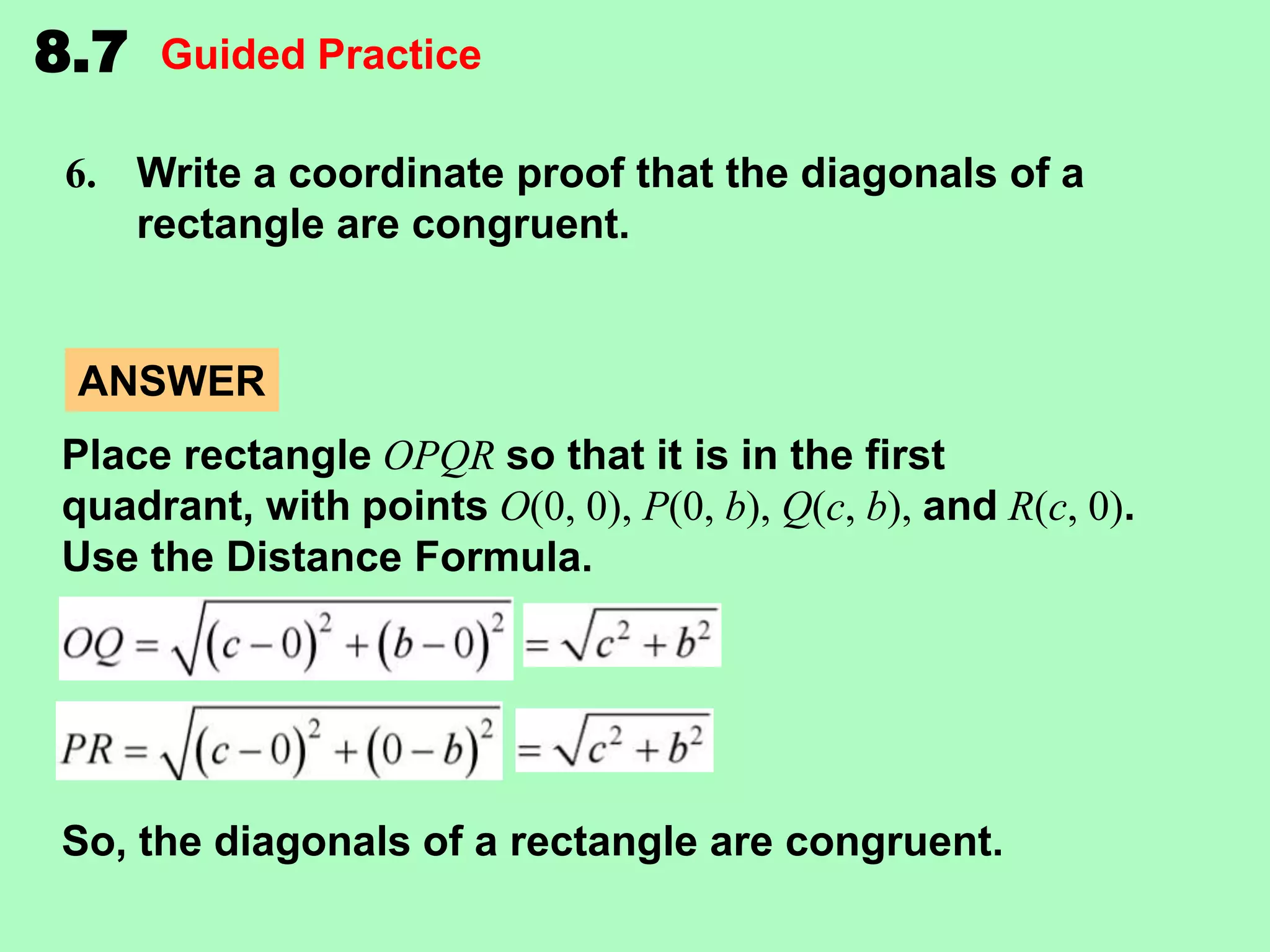 8.7 coordinate proof with quadrilaterals | PPT