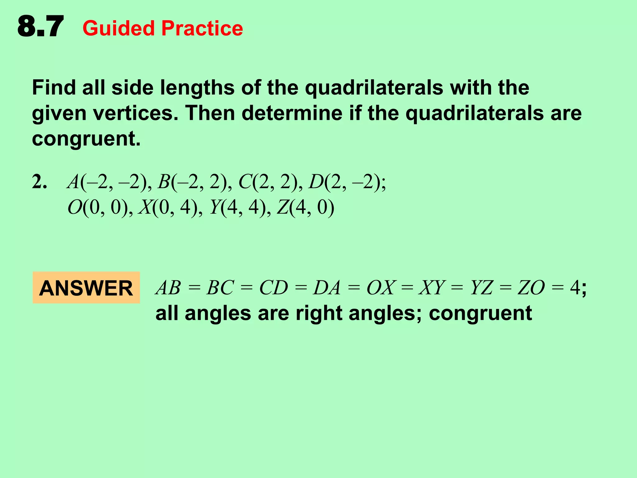 8.7 coordinate proof with quadrilaterals | PPT