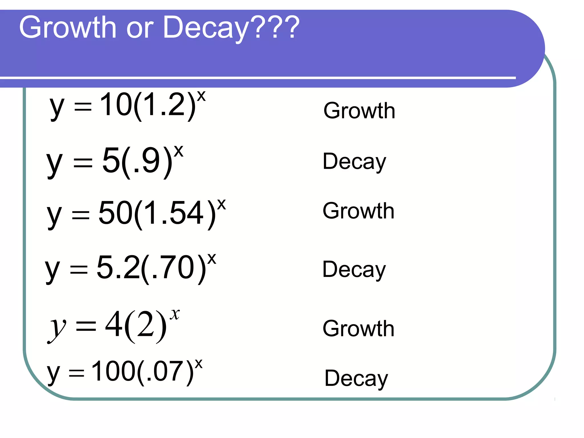 8.2 Exploring exponential models | PPT