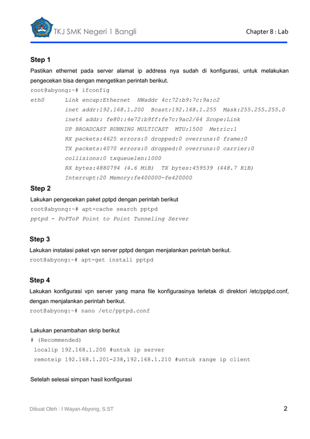 8.1 lab-instalasi dan konfigurasi vpn server | PDF