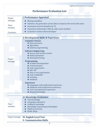 Performance Evaluation List | PDF