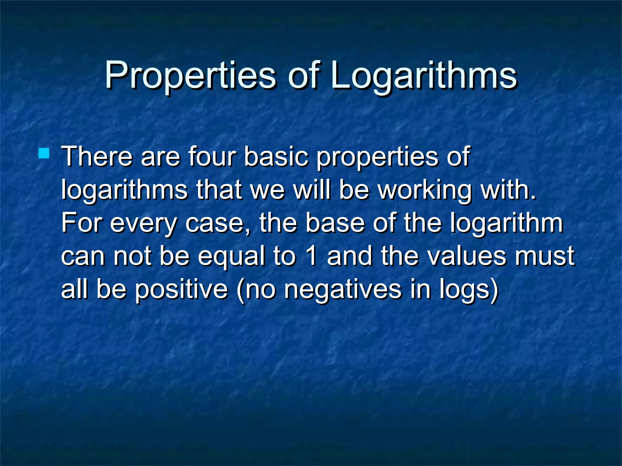 8.4 properties of logarithms | PPT