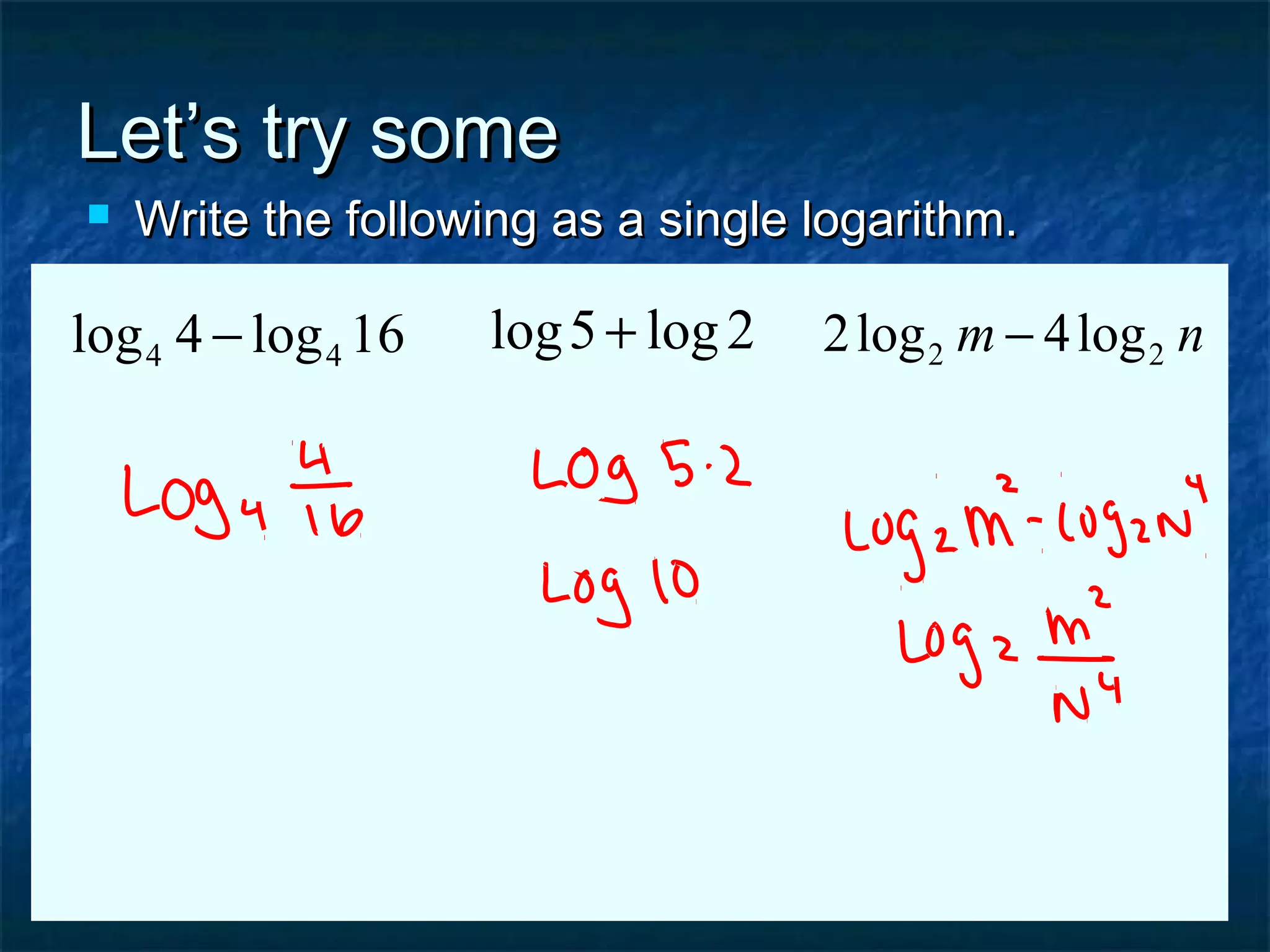 8.4 properties of logarithms | PPT