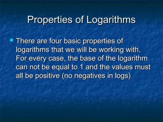 8.4 properties of logarithms | PPT