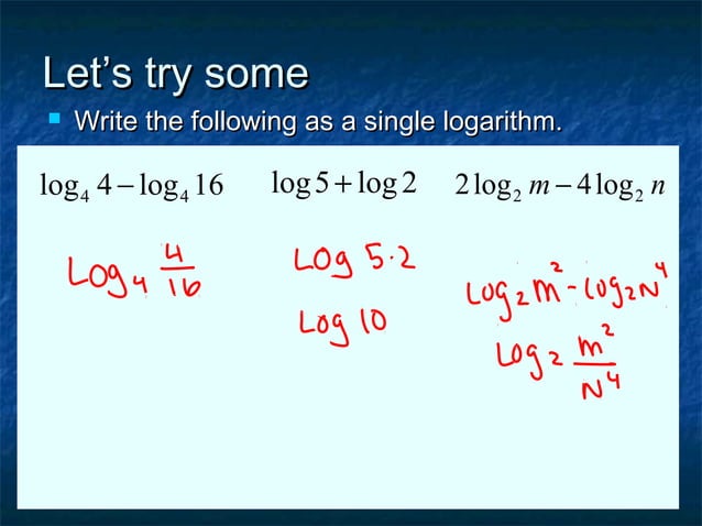 8.4 properties of logarithms | PPT