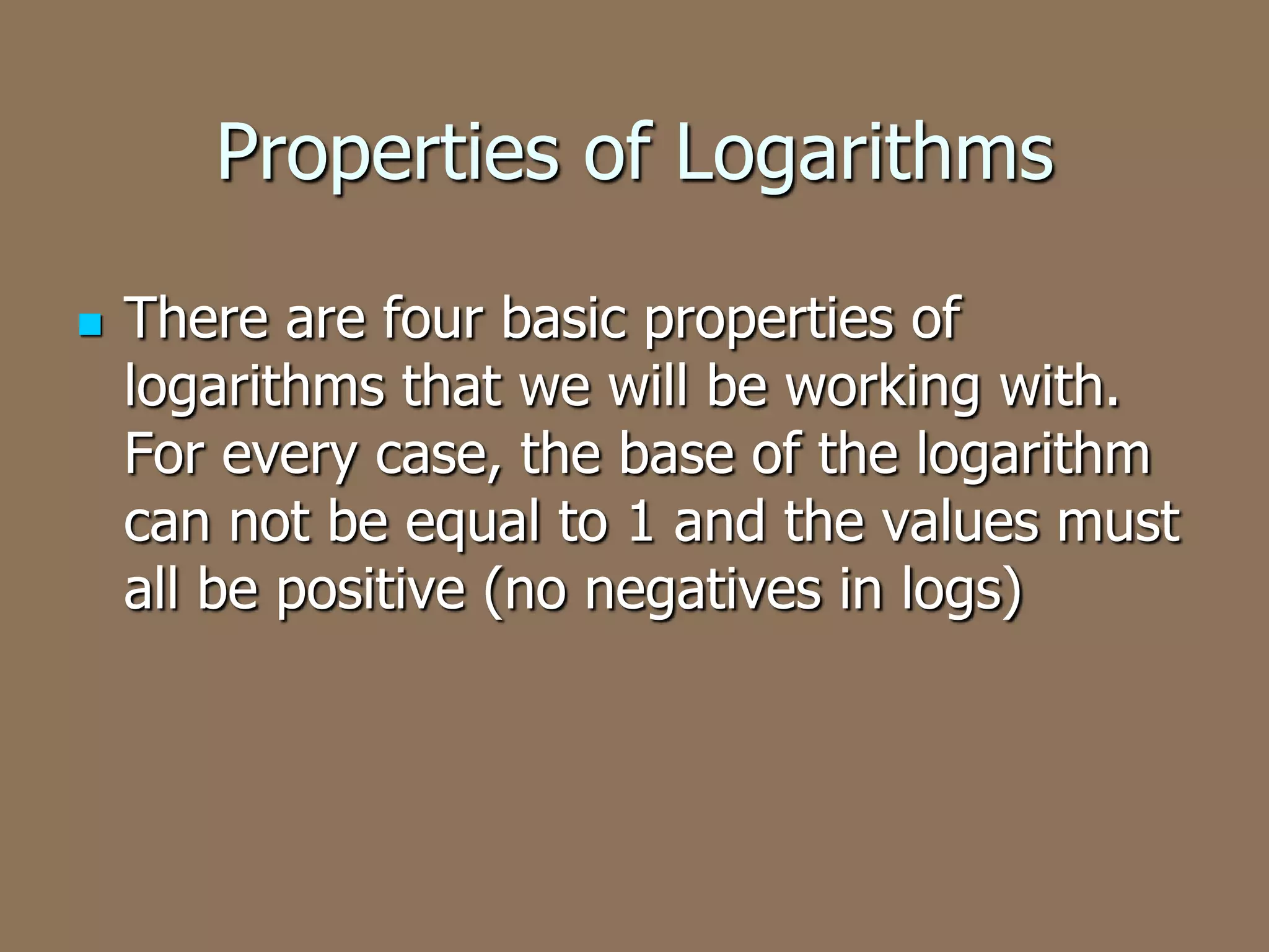8.4 properties of logarithms | PPT