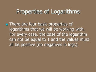 8.4 properties of logarithms | PPT