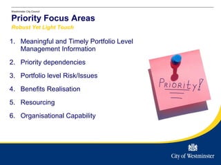 Embedding portfolio management across Westminster City Council, Peter ...