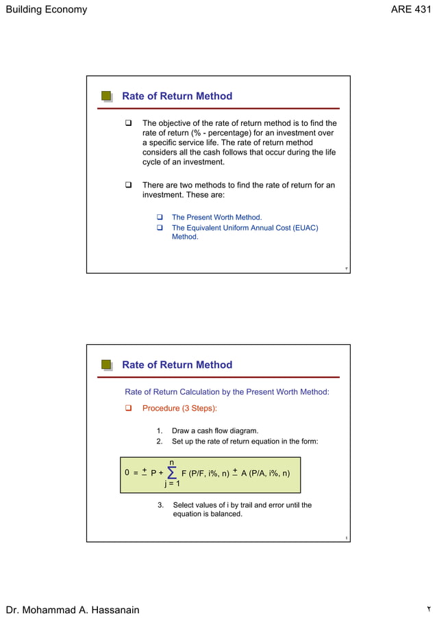 8.the rate of return method | PDF