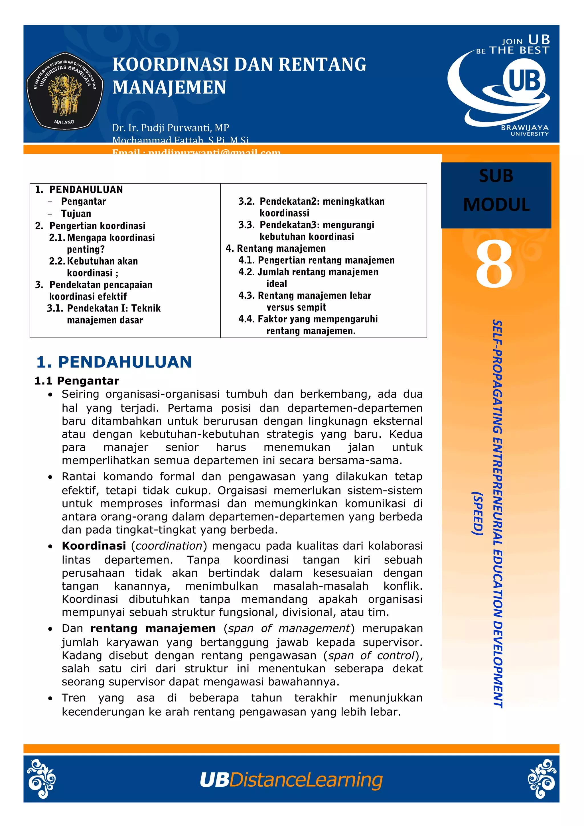 8. koordinasi dan rentang manajemen | DOC