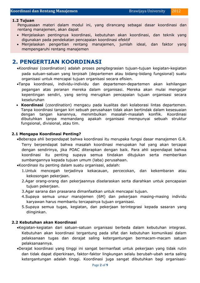 8. koordinasi dan rentang manajemen | DOC