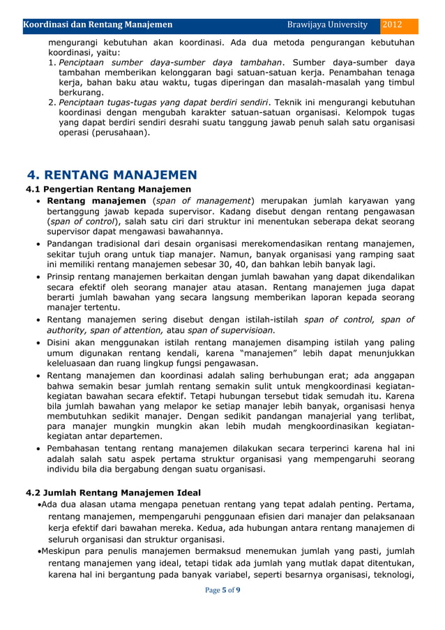 8. koordinasi dan rentang manajemen | DOC