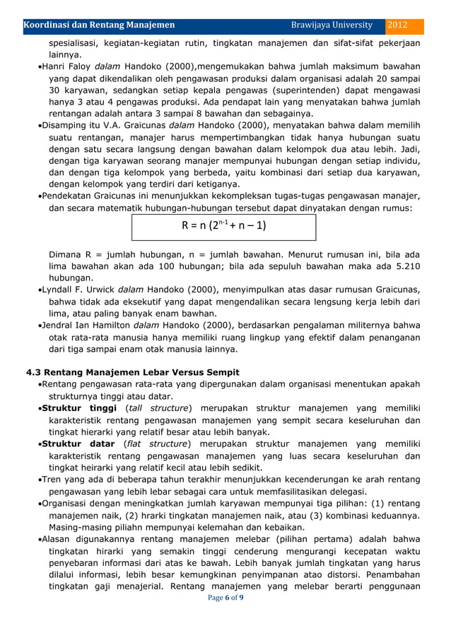 8. koordinasi dan rentang manajemen | DOC