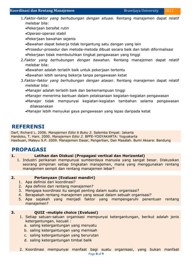 8. koordinasi dan rentang manajemen | DOC