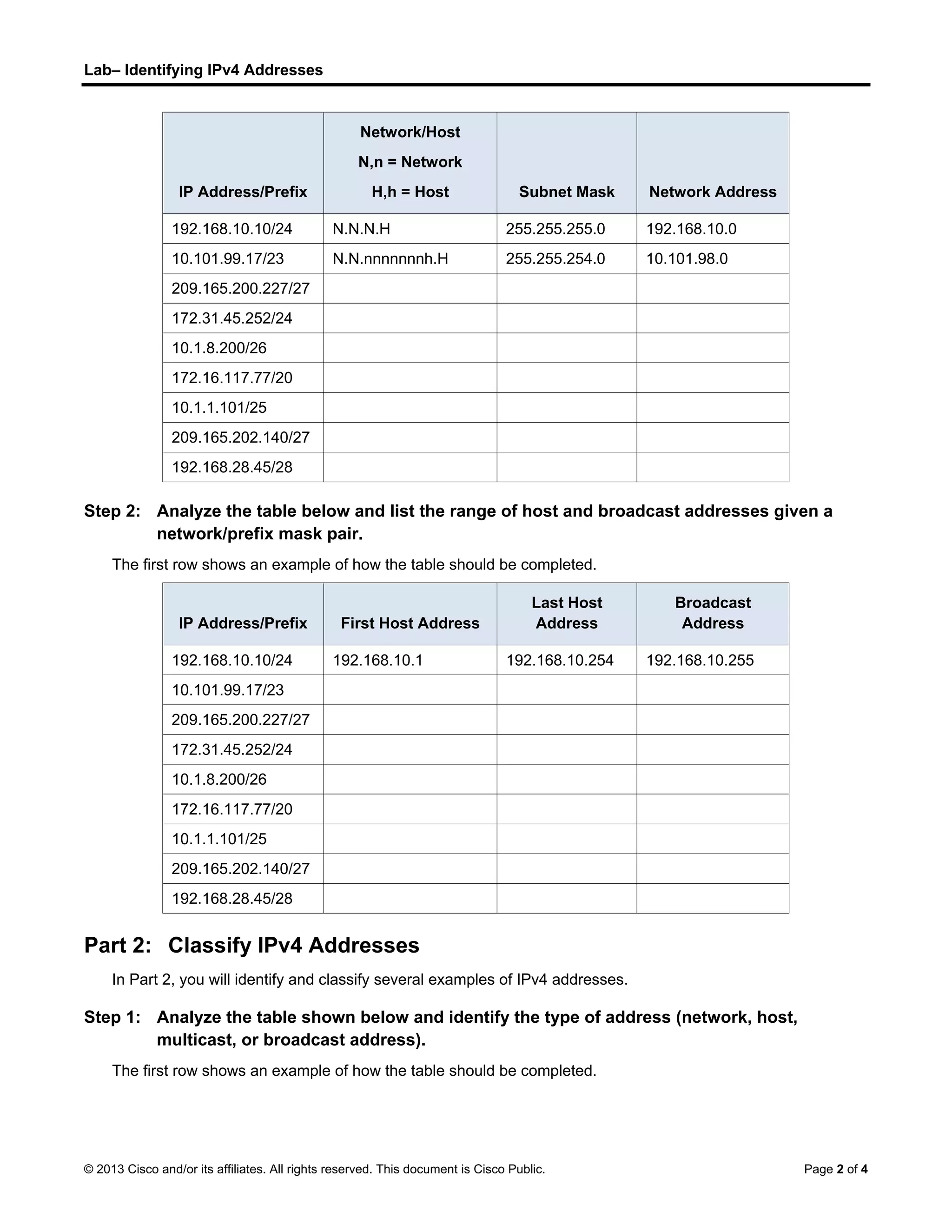 8.1.4.8 lab identifying i pv4 addresses | PDF