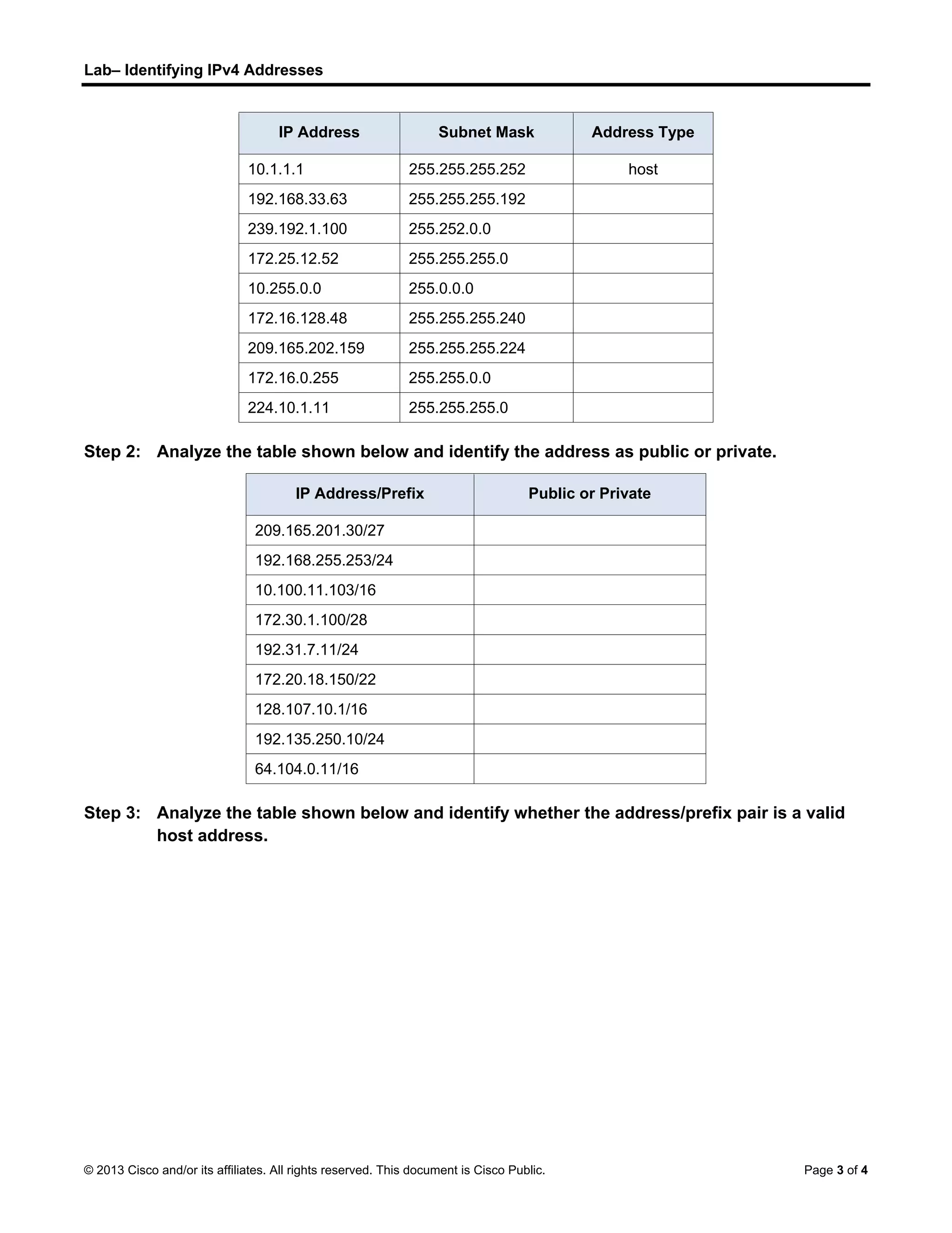 8.1.4.8 lab identifying i pv4 addresses | PDF
