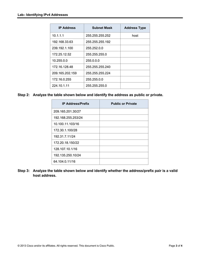 8.1.4.8 lab identifying i pv4 addresses | PDF | Computer Networking | Computing