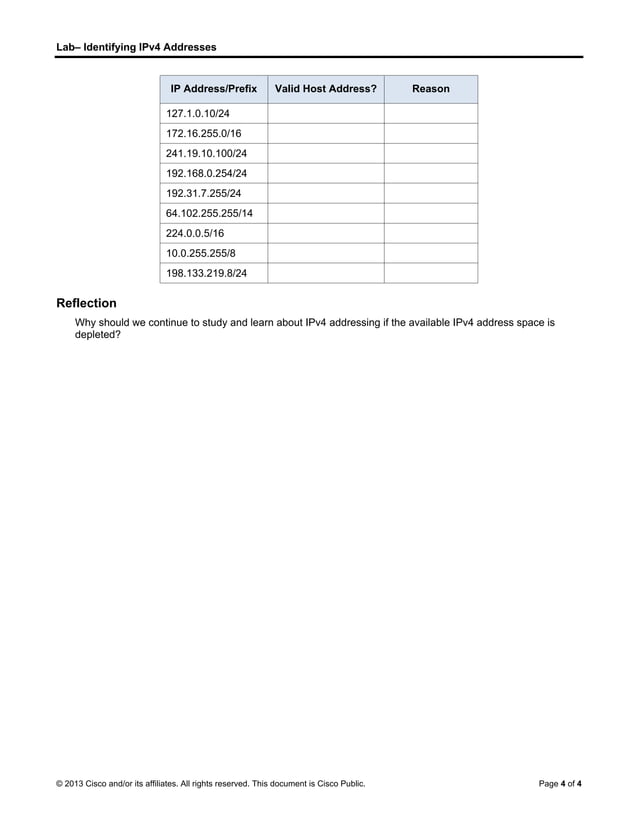8.1.4.8 lab identifying i pv4 addresses | PDF | Computer Networking | Computing
