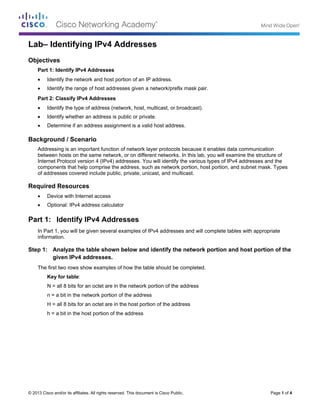 8.1.4.8 lab identifying i pv4 addresses | PDF
