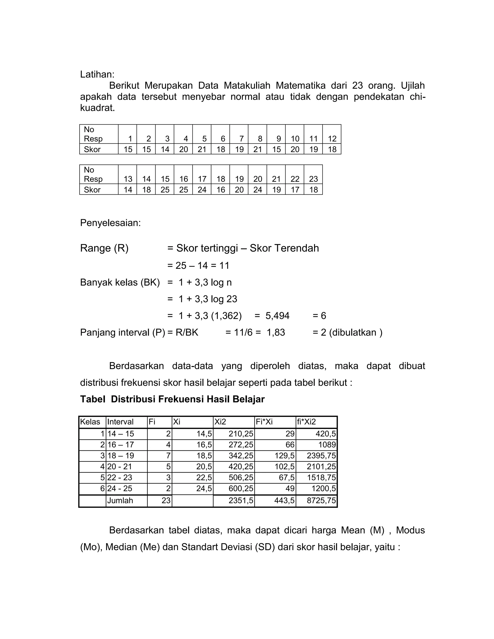8. normalitas data chi kuadrat | PDF