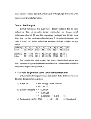 8. normalitas data chi kuadrat | PDF
