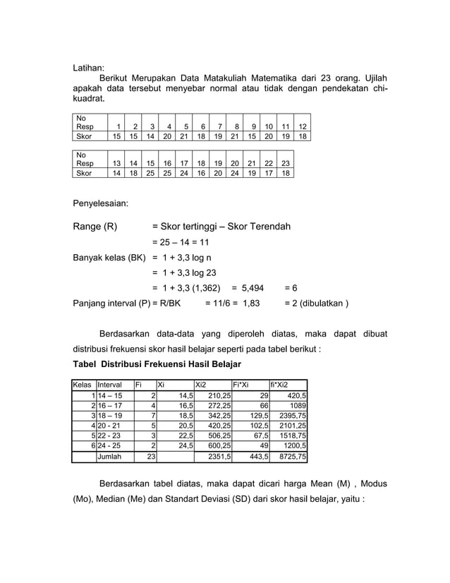 8. normalitas data chi kuadrat | PDF