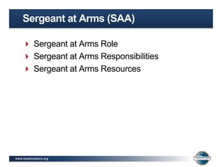 How to succeeed as Club Seargeant-at-Arms | PPTX